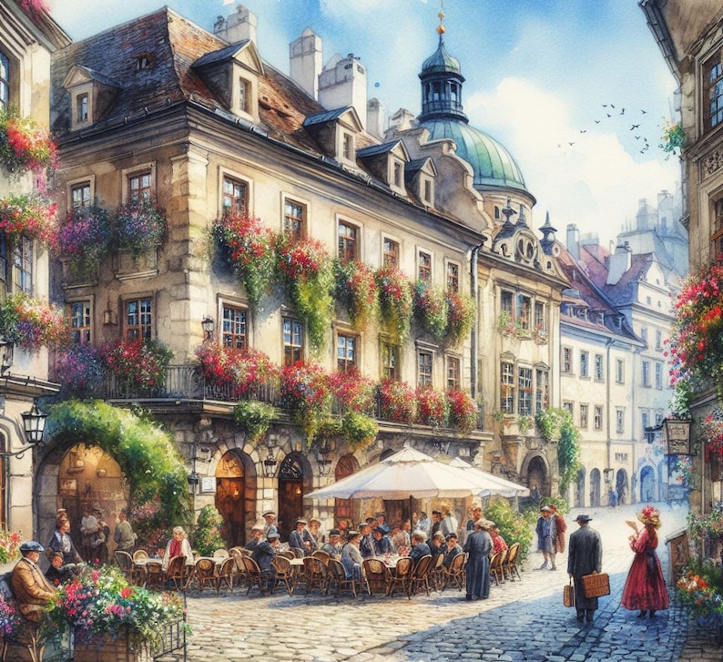 PDF European Street Counted Cross Stitch Pattern, Landscape Instant ...