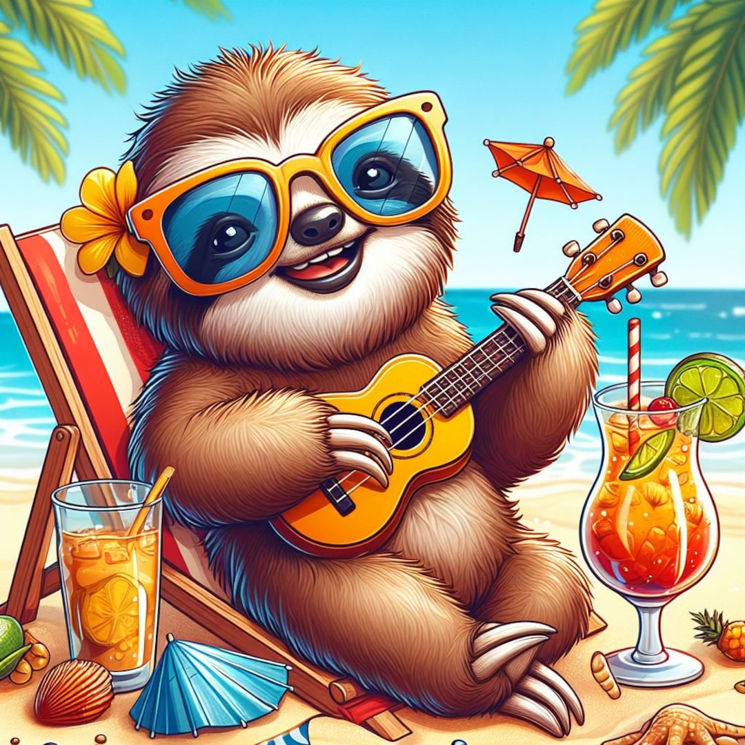 PDF Happy Sloth With Ukulele, Sunny Day, Cross Stitch Pattern, Cross ...