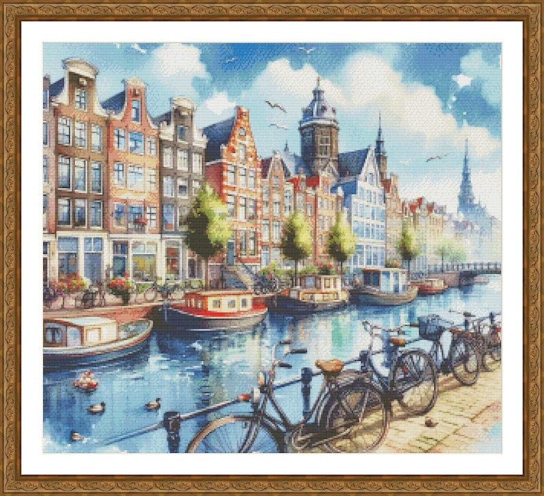 PDF Amsterdam Counted Cross Stitch Pattern, Amsterdam Canal Cross ...