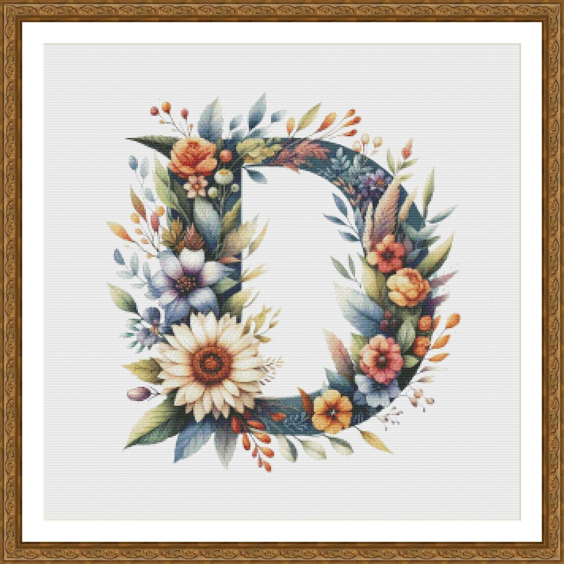PDF Floral Alphabet Letter D Large Size Cross Stitch Pattern, Instant ...