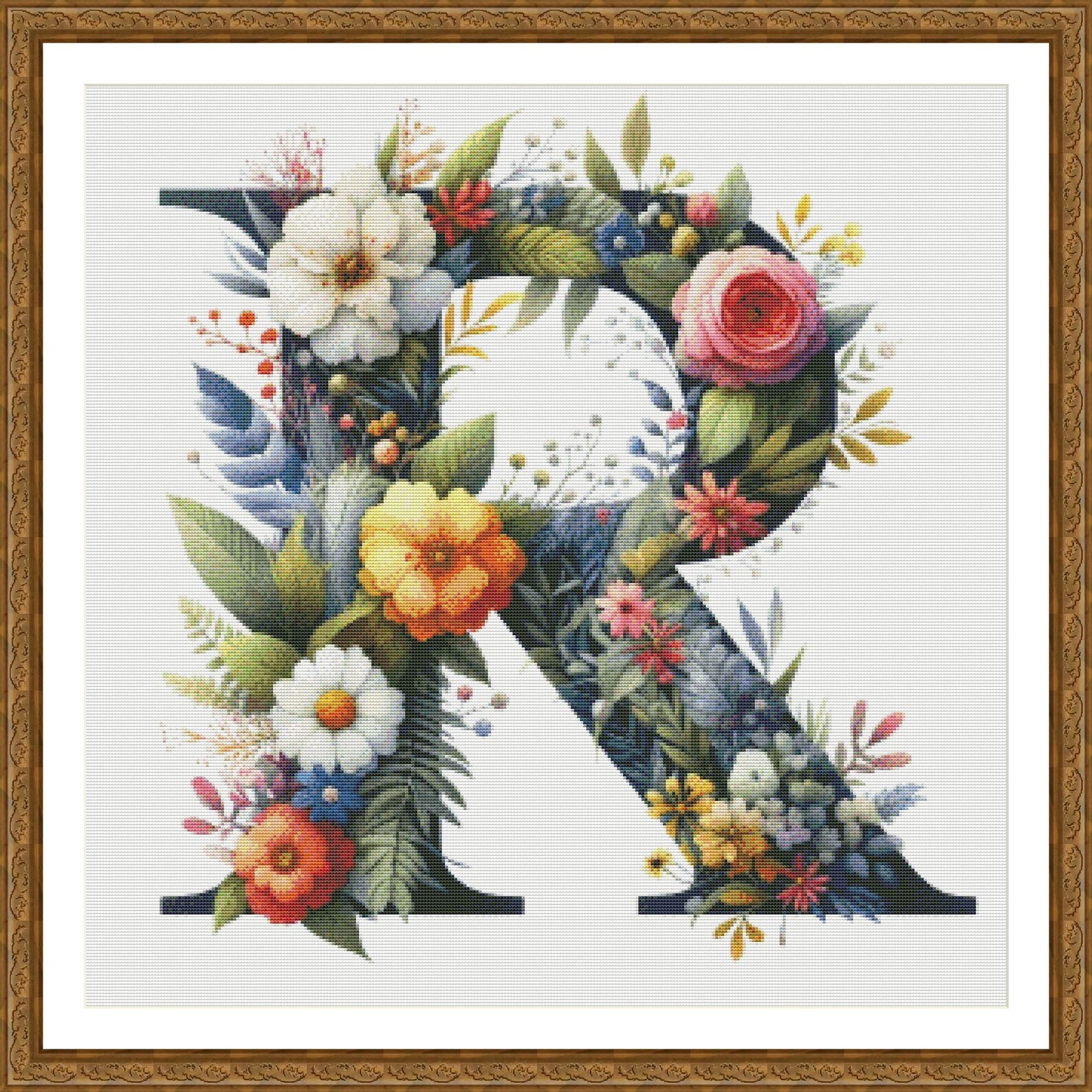 PDF Floral Alphabet Letter R Large Size Cross Stitch Pattern, Instant ...