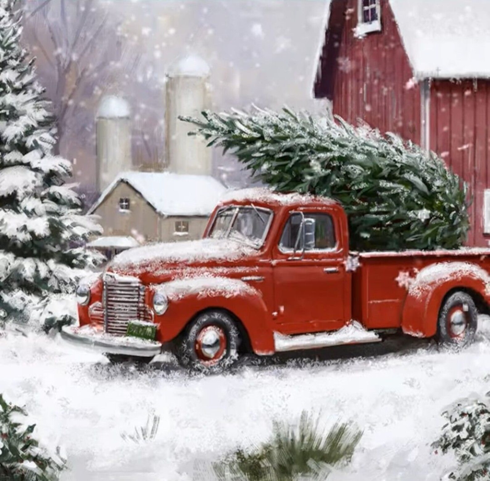 PDF Christmas Old Red Truck Christmas Tree Cross Stitch Pattern, Red ...