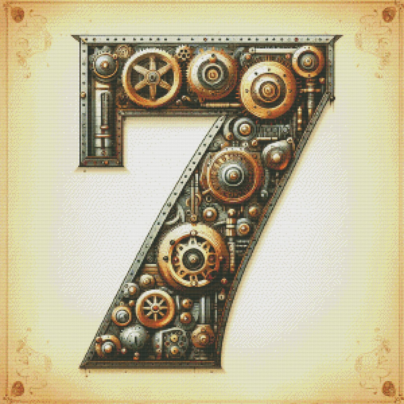 PDF Steampunk Number 7, Cross Stitch, Large Size Pattern Keeper ...