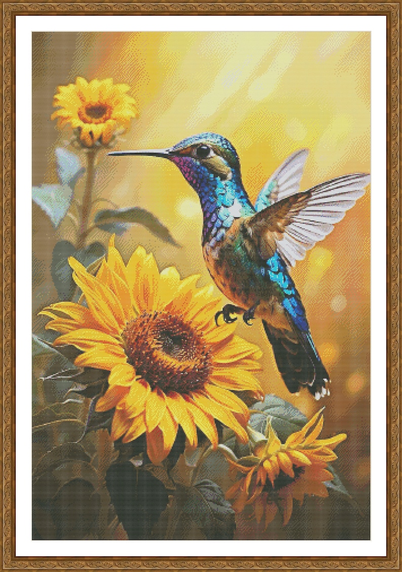 PDF Sunflower Hummingbird Colibri Bird Counted Cross Stitch Pattern ...