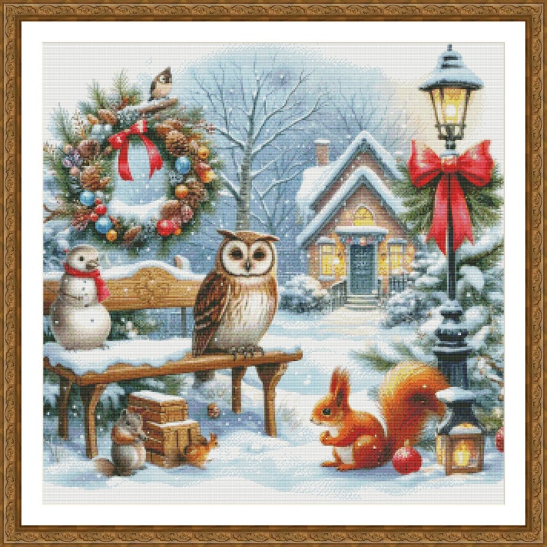 PDF Christmas Owl Counted Cross Stitch Pattern, Winter Instant Download ...
