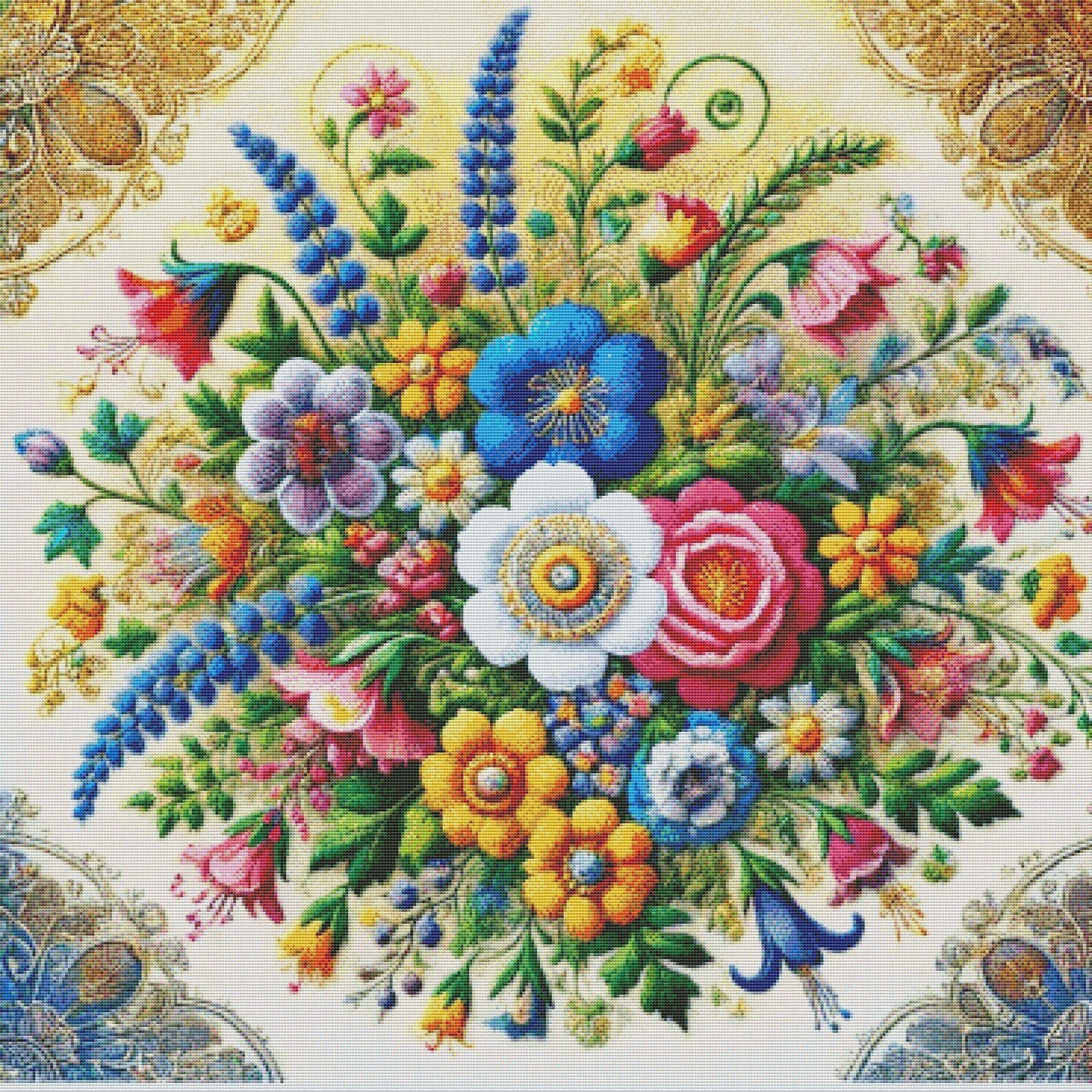 PDF Floral Motifs, Counted Cross Stitch Pattern, Digital X-stitch Chart ...