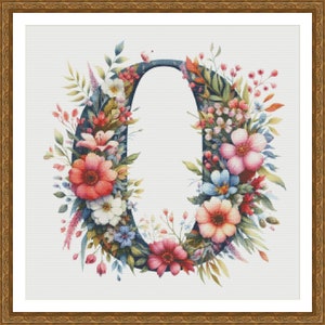 PDF Floral Alphabet Letter O Large Size Cross Stitch Pattern, Instant ...