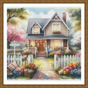 PDF House Counted Cross Stitch Pattern, Landscape Instant Download ...