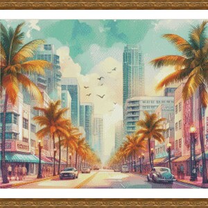 PDF Miami Beach, Florida, Counted Cross Stitch Pattern, City Landscape ...