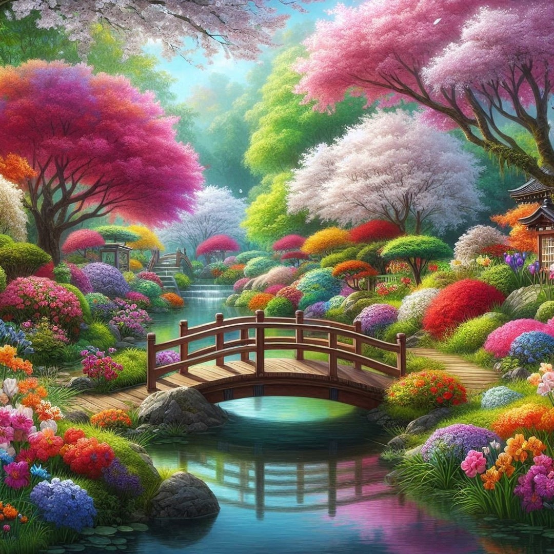 PDF Japanese Garden Counted Cross Stitch Pattern, Landscape Design ...