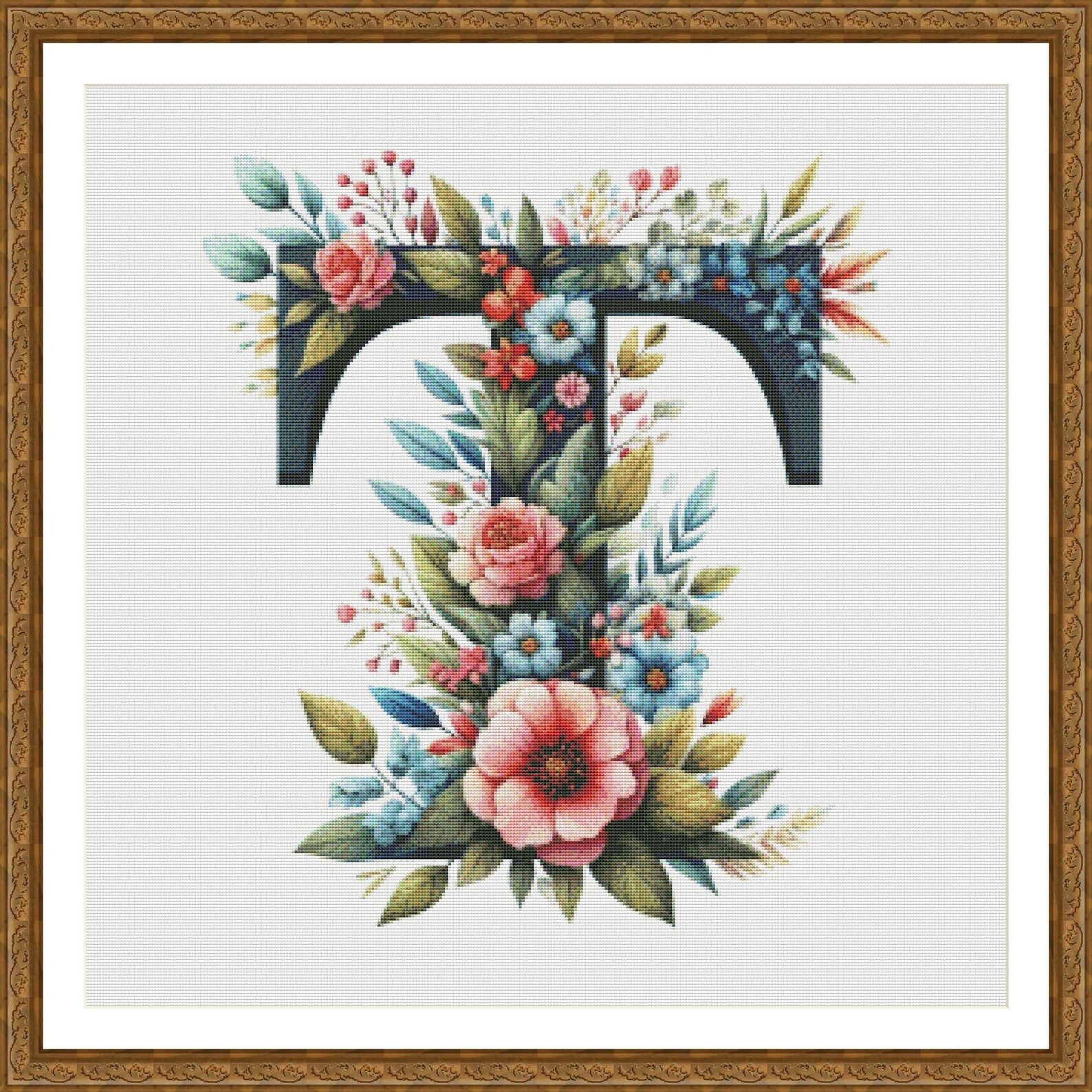 PDF Floral Alphabet Letter T Large Size Cross Stitch Pattern, Instant ...