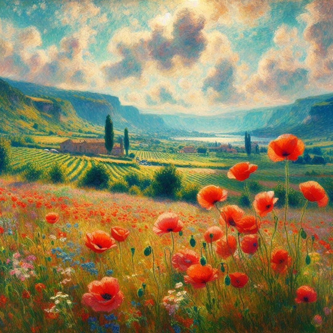 PDF Italian Field, Counted Cross Stitch Pattern, Poppy Flowers, Summer ...