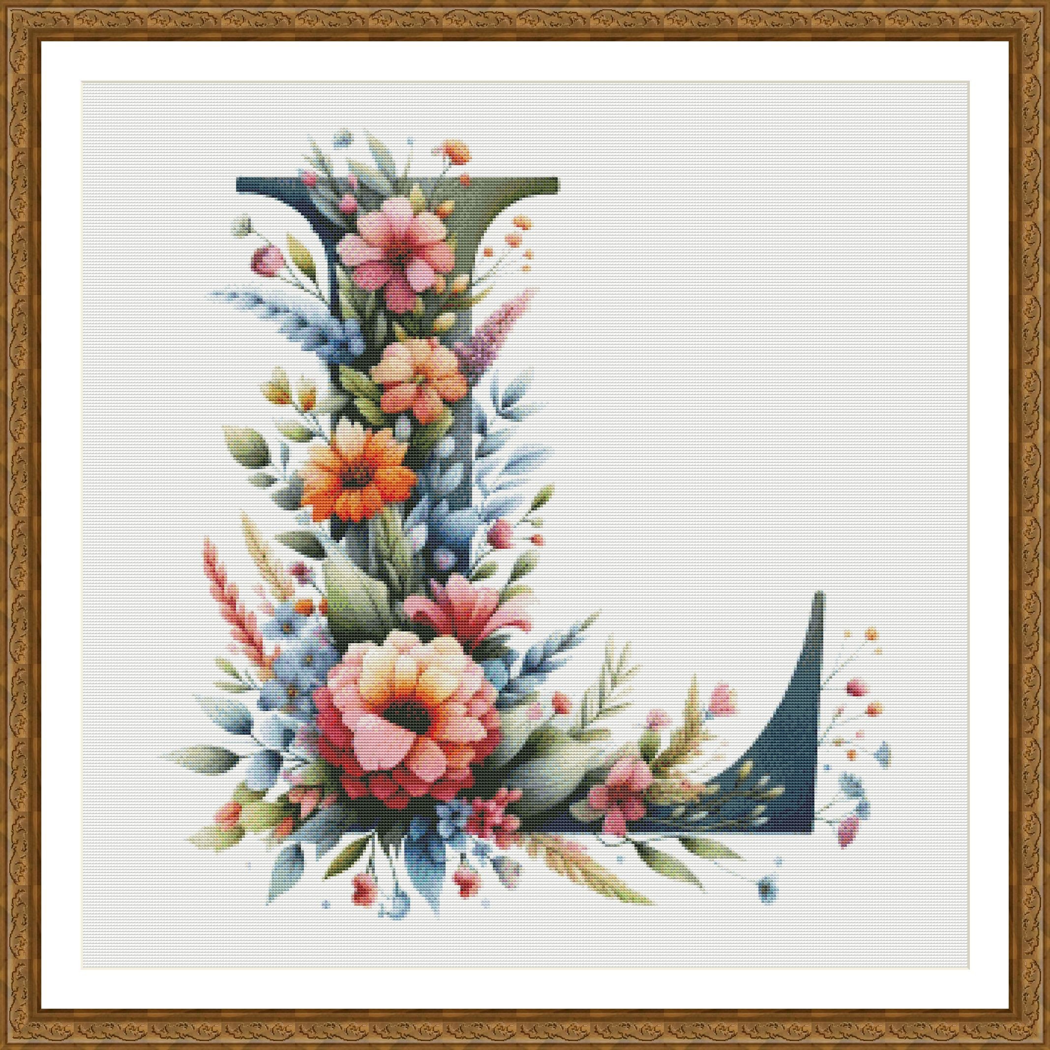 PDF Floral Alphabet Letter L Large Size Cross Stitch Pattern, Instant ...