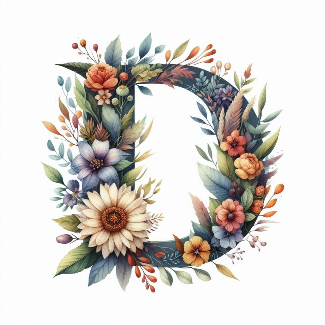 PDF Floral Alphabet Letter D Large Size Cross Stitch Pattern, Instant ...
