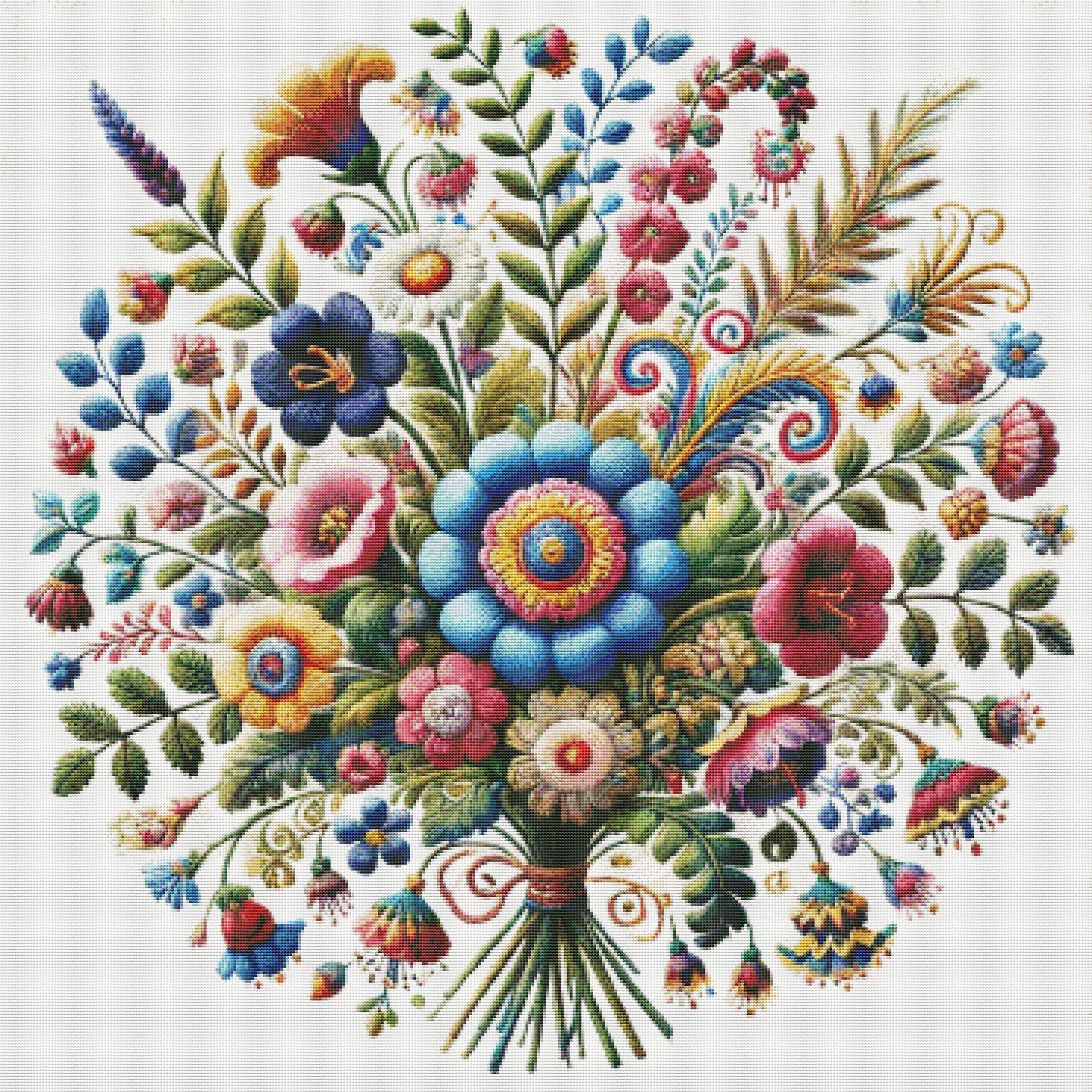 PDF Floral Motifs, Counted Cross Stitch Pattern, Digital X-stitch Chart ...