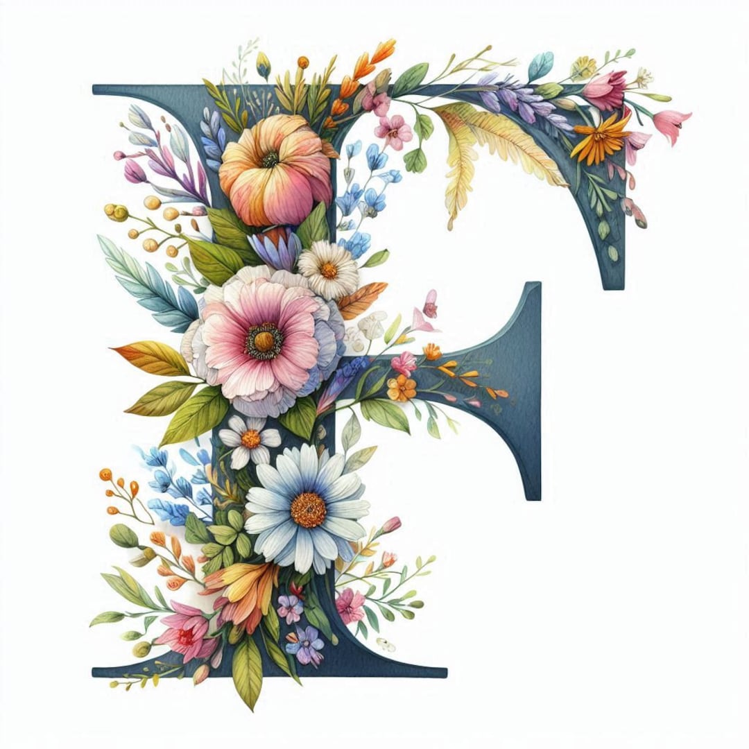 PDF Floral Alphabet Letter F Large Size Cross Stitch Pattern, Instant ...