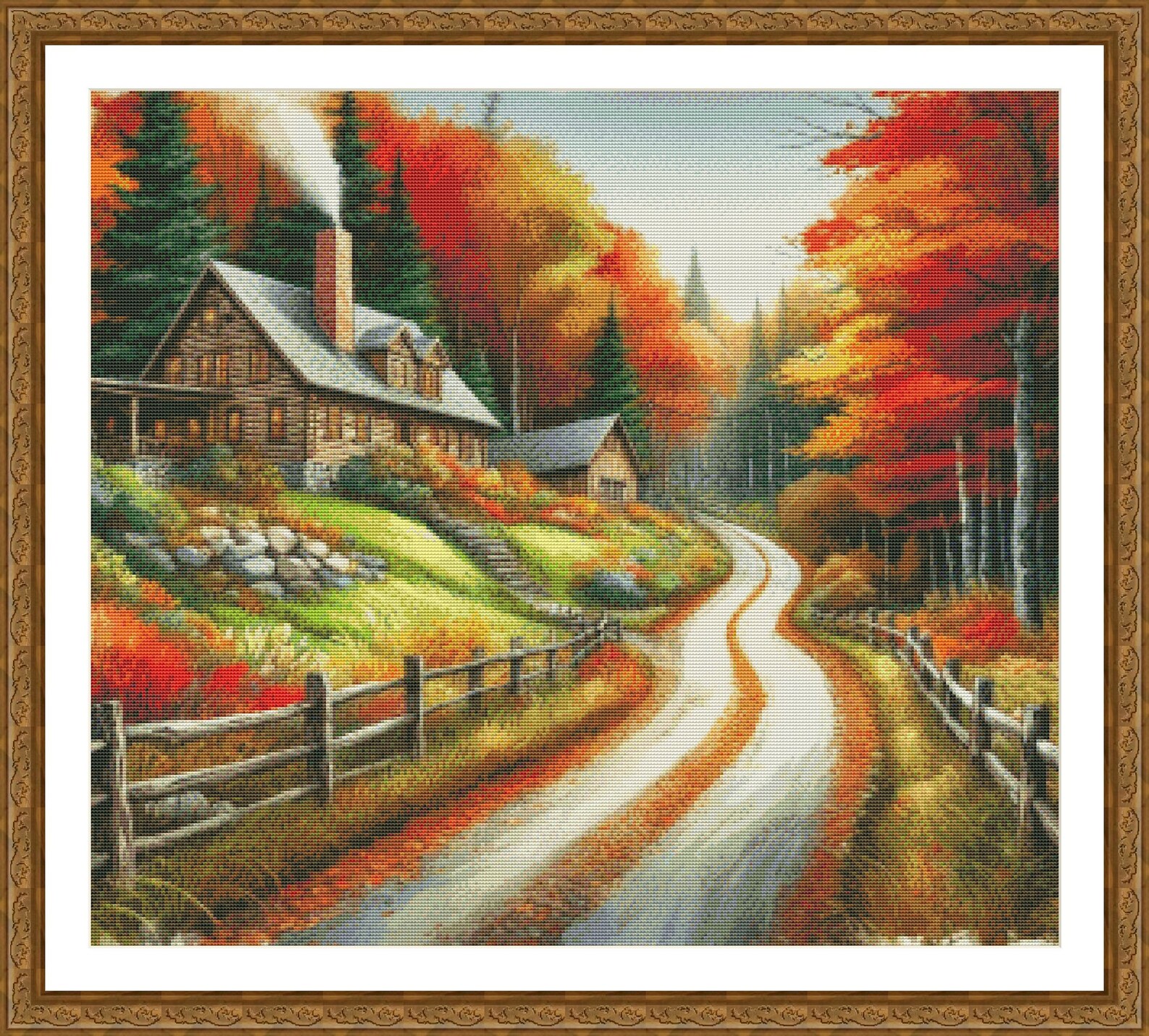 PDF Autumn House Counted Cross Stitch Pattern, Landscape Instant ...