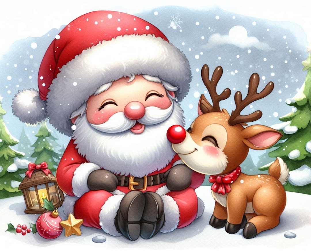 PDF Santa Claus With Rudolf Counted Cross Stitch Pattern, Instant ...