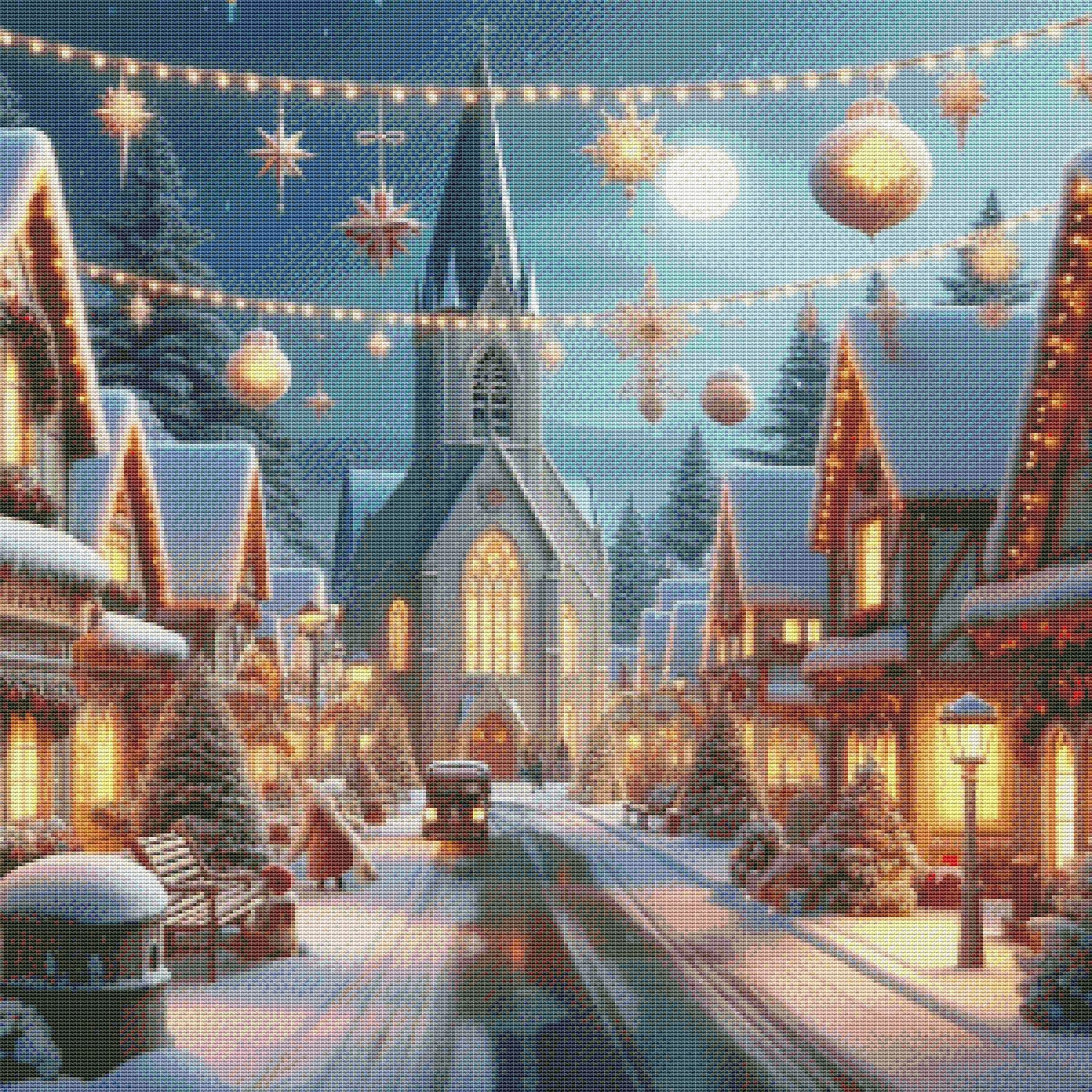 PDF Christmas Street Houses Cross Stitch Pattern, Santa Christmas ...