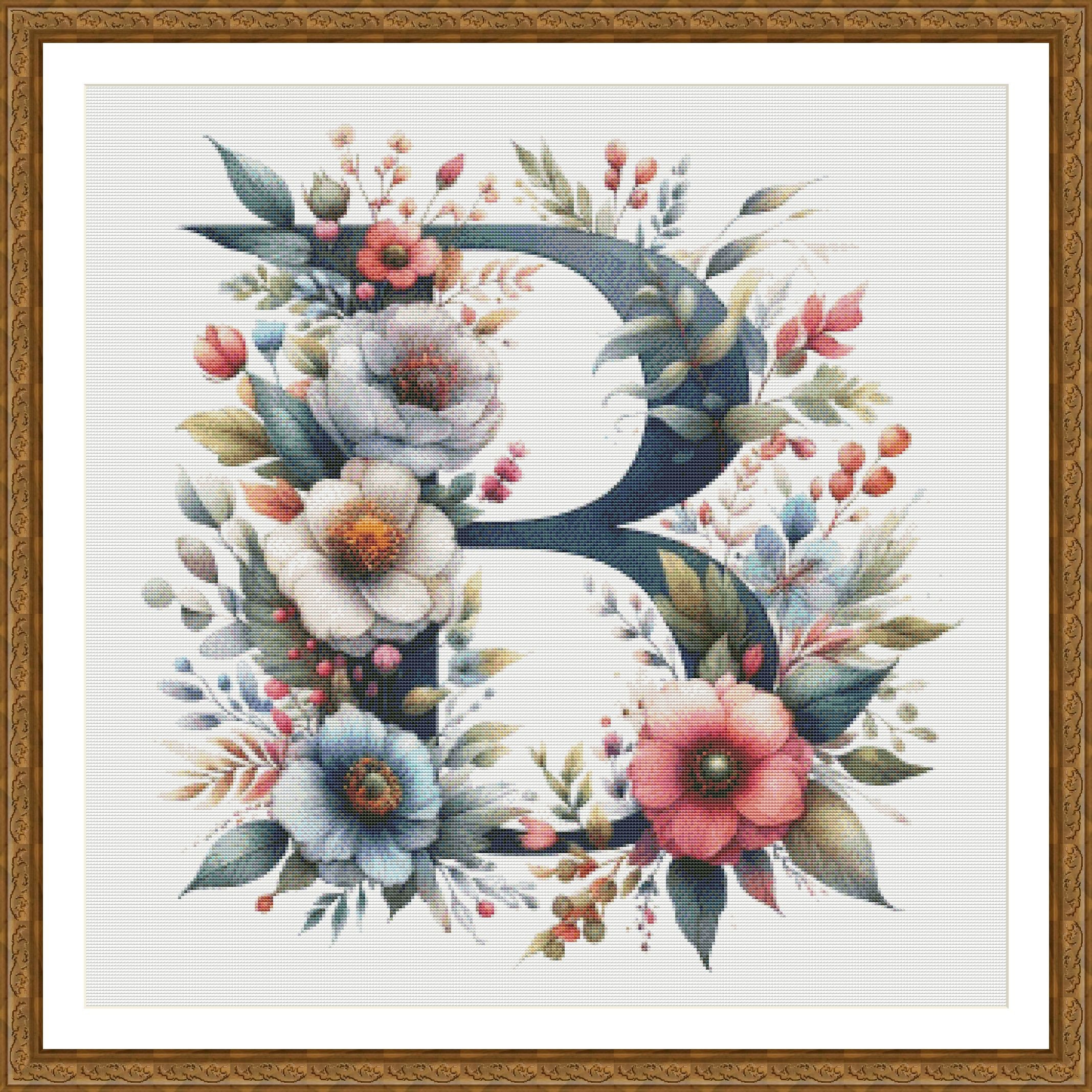 PDF Floral Alphabet Letter B Large Size Cross Stitch Pattern, Instant ...