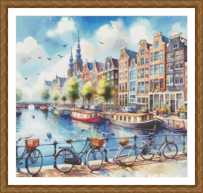 PDF Amsterdam Counted Cross Stitch Pattern, Amsterdam Canal Cross ...