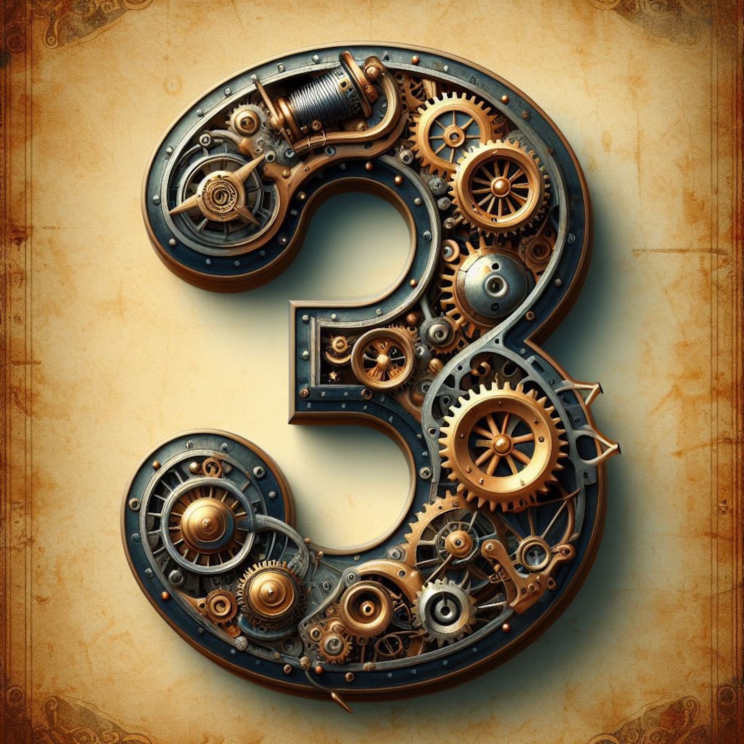 PDF Steampunk Number 3, Cross Stitch, Large Size Pattern Keeper ...