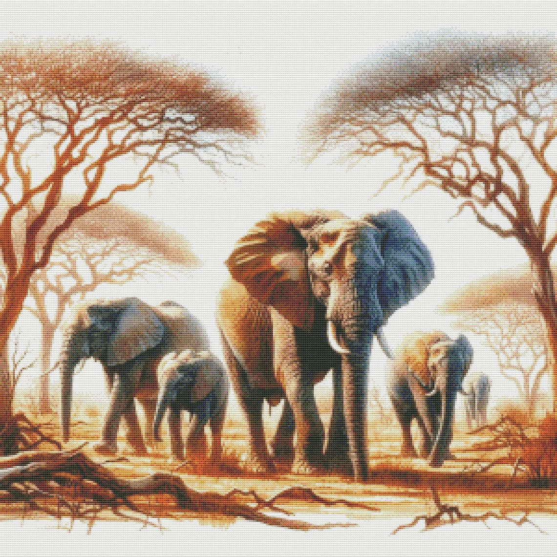 PDF Elephant Family Cross Stitch Pattern, Animal Cross Stitch, Gift ...
