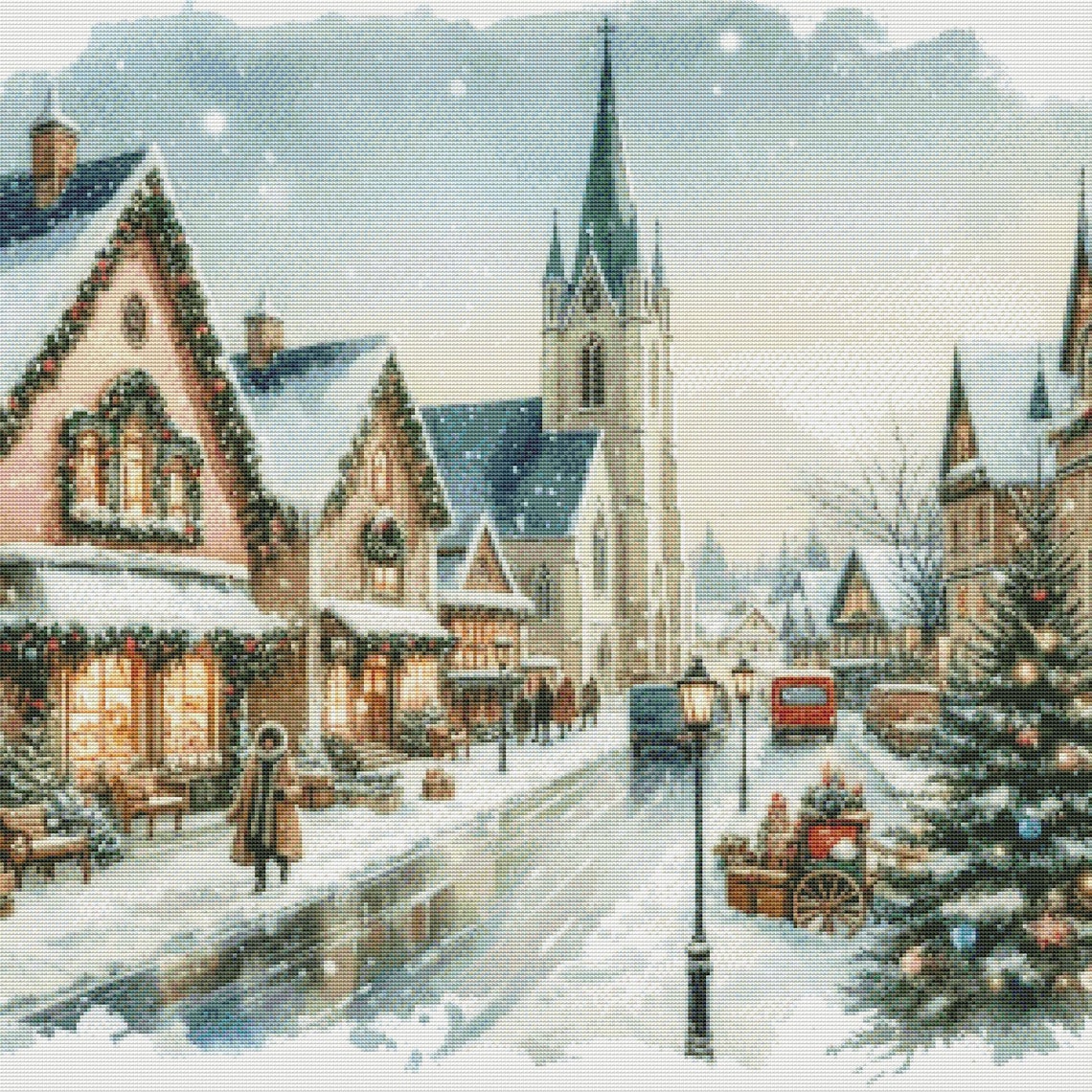 PDF Christmas Street Houses Cross Stitch Pattern, Santa Christmas ...