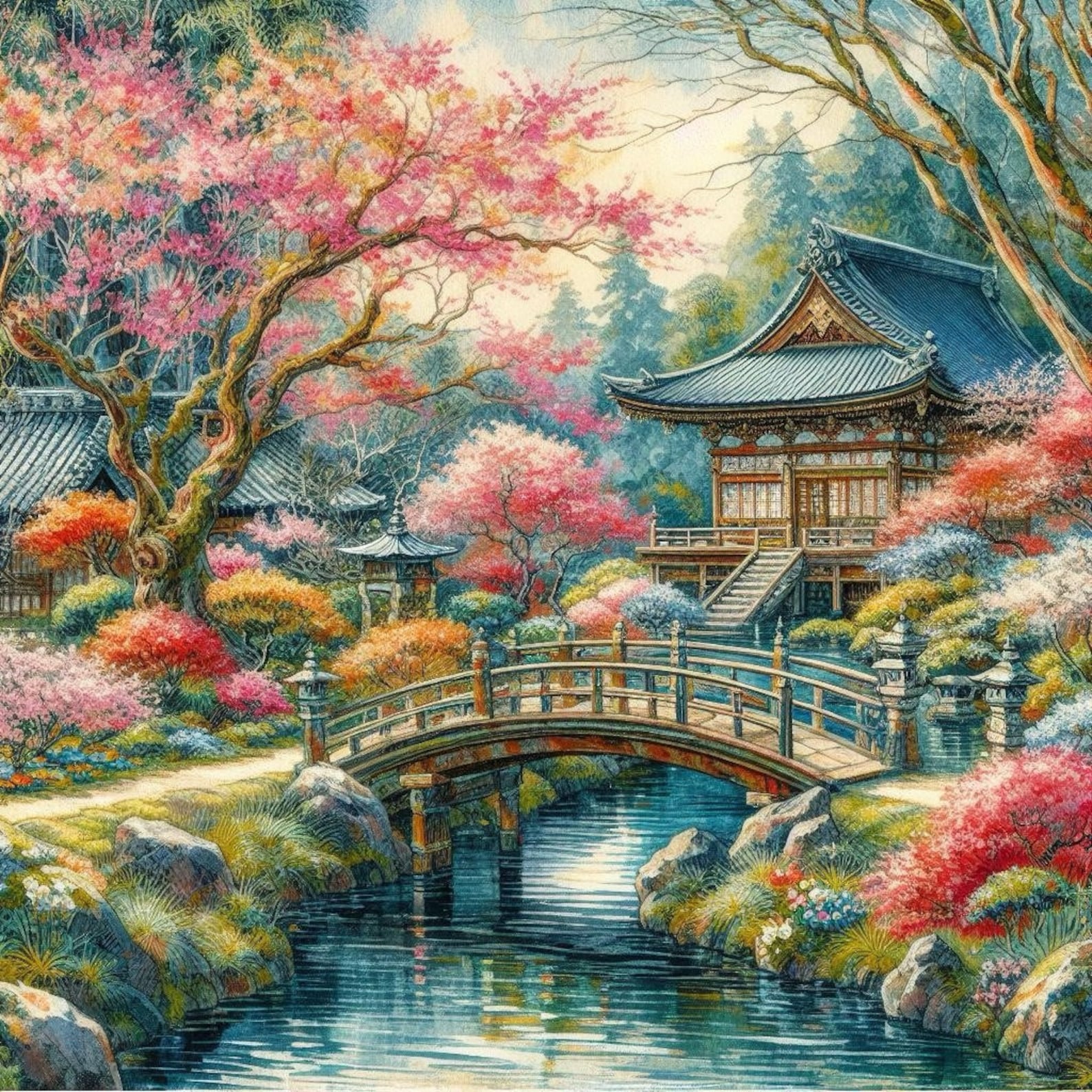 PDF Japanese Garden Counted Cross Stitch Pattern, Landscape Design ...
