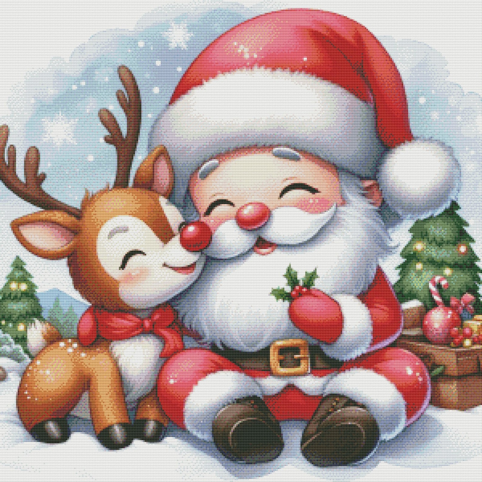 PDF Santa Claus With Rudolf Counted Cross Stitch Pattern, Instant ...