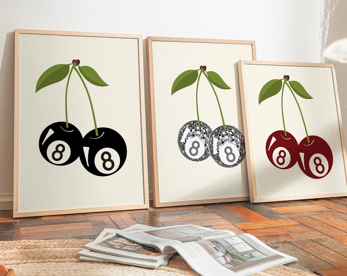 Pool Balls Art Print Poster, Vintage Food Print, Trendy Retro Print ...