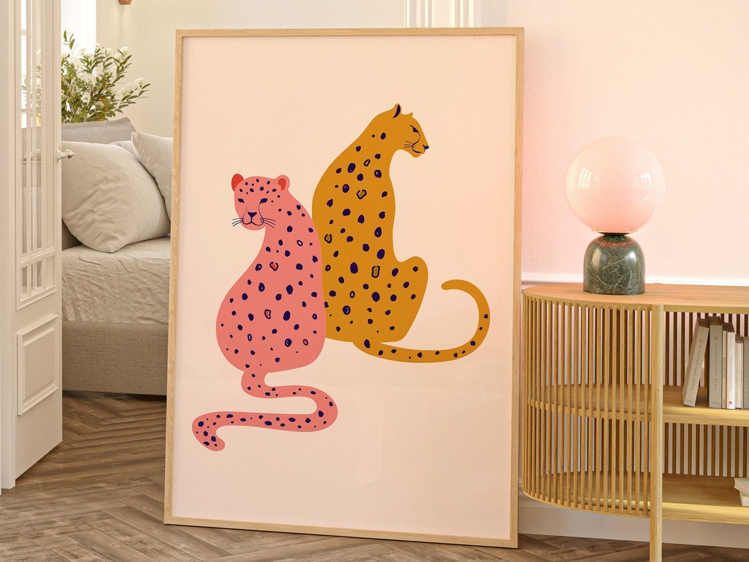 Cheetah Retro Vintage Cheetah Print Poster Bold Orange and Pink Vintage ...