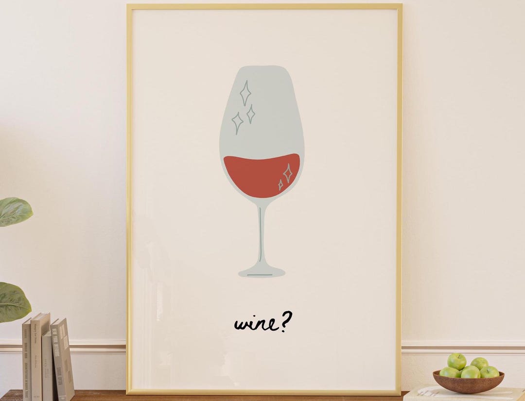 Retro Wine Glass Print | Watercolor Bar Cart Art (digital Download) - Etsy