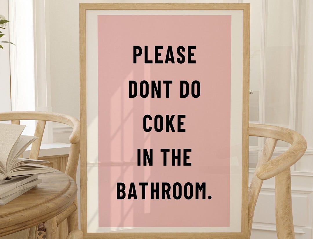 Please Dont Do Coke in the Bathroom Print Retro Wall Art Trendy Guest Check Poster Funny Toilet ...