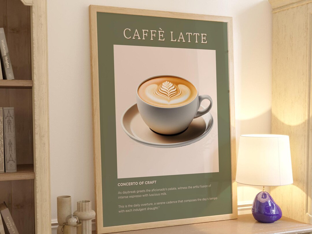 Latte Art Print, Modern Coffee Poster, Kitchen Wall Decor (digital ...
