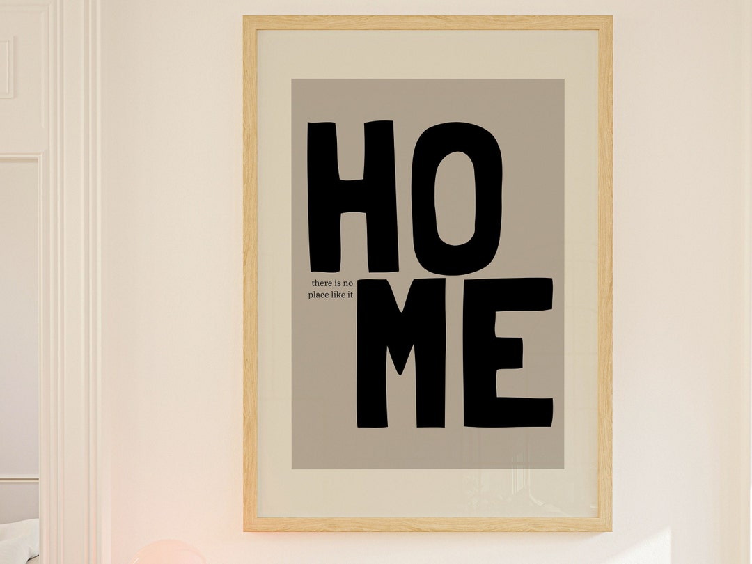 Retro Style Black and Beige Quote HOME Monochrome Quote Poster ...