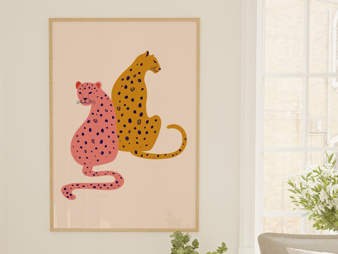 Cheetah Retro Vintage Cheetah Print Poster Negrita Naranja y Rosa ...