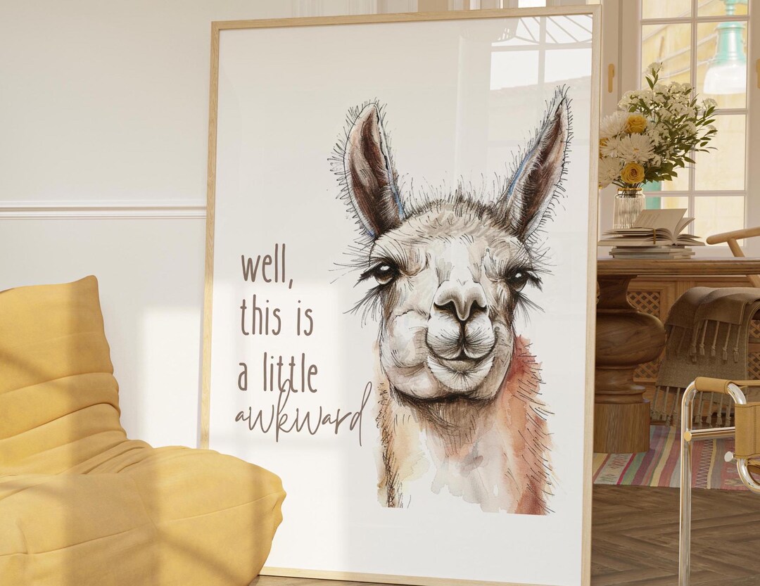 Awkward Llama Bathroom Art, Funny Alpaca Print (digital Download) - Etsy