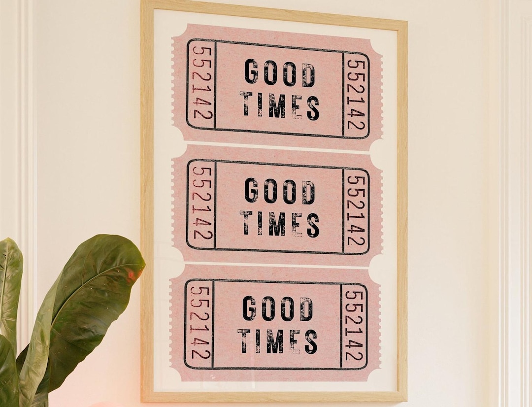 Retro Good Times Pink Preppy Ticket Wall Art Bar Cart Apartment Wall ...