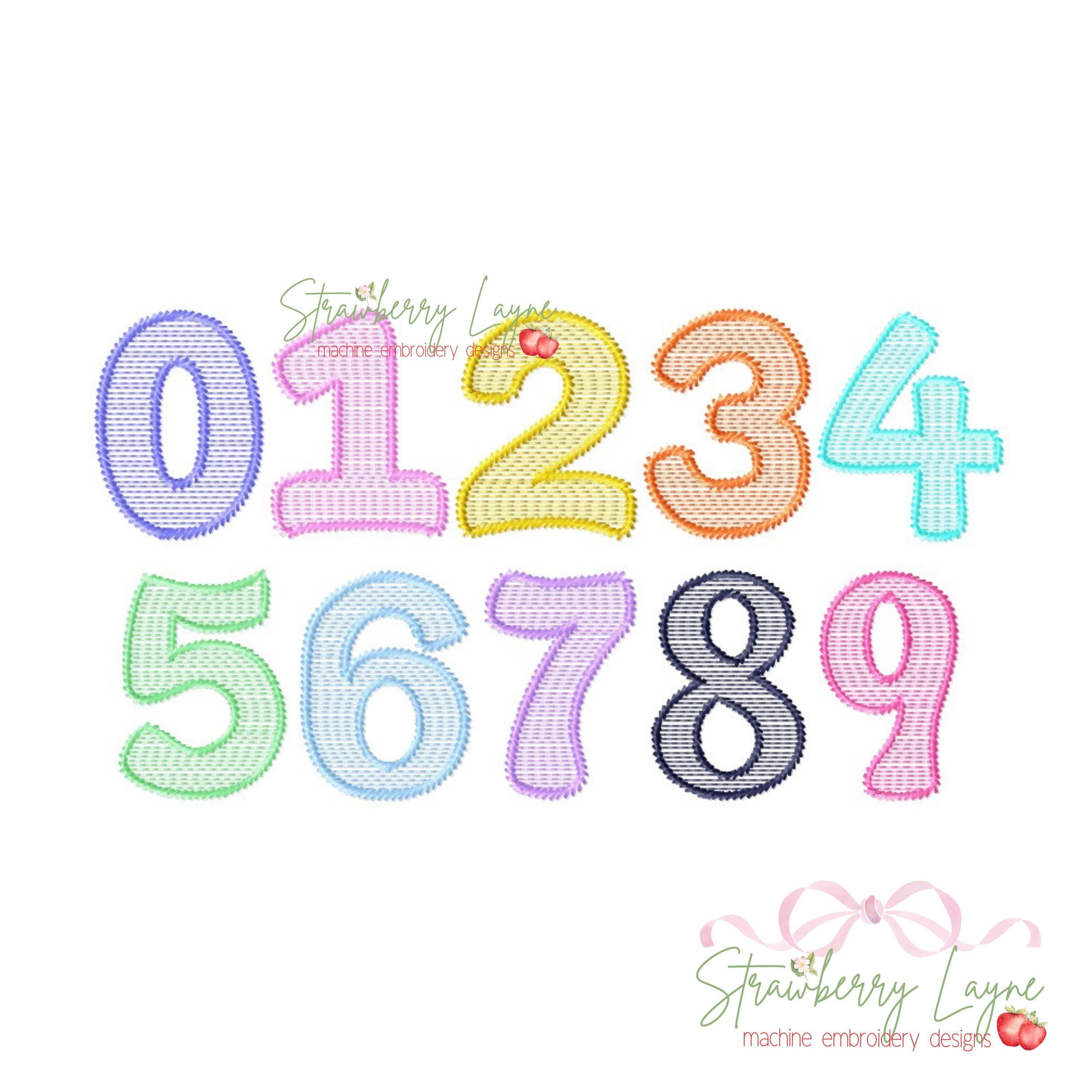 Number Set Embroidery Design – 0–9 Sketch Numbers – Applique Birthday ...