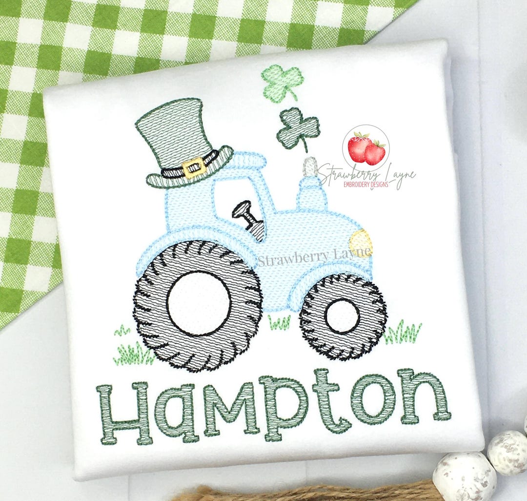 St. Patrick’s Day Tractor Embroidery Design – Farm Tractor With ...