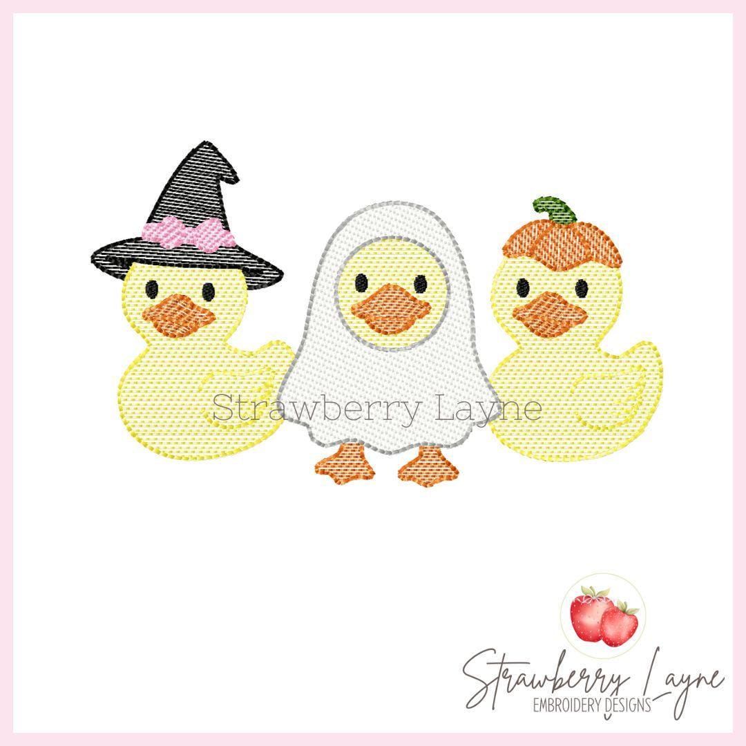 Halloween Duck Trio Embroidery Design – Witch Ghost Pumpkin Ducks ...