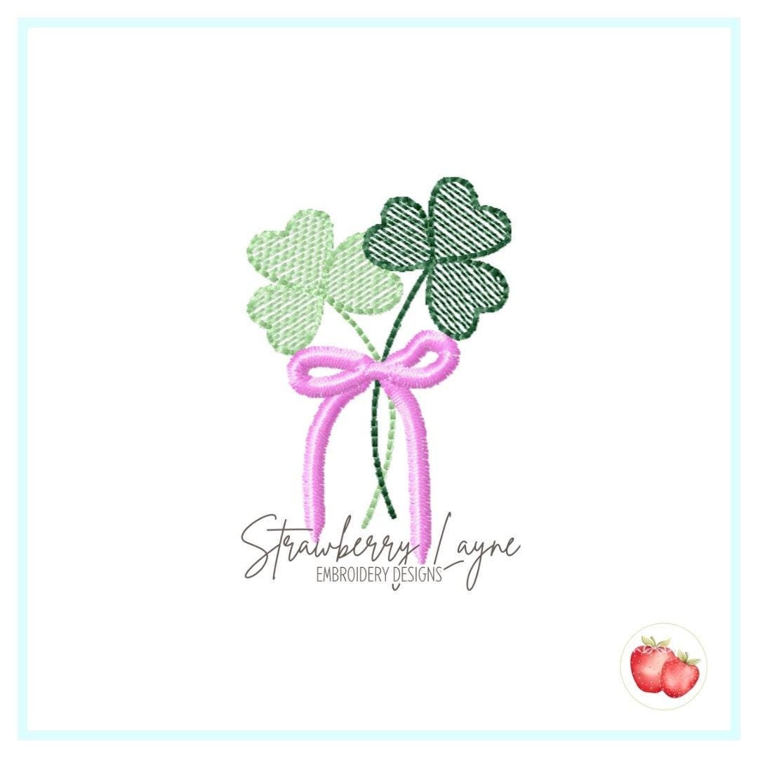 St. Patrick's Day Shamrock Bunch With Bow Mini Quick Sketch Embroidery ...