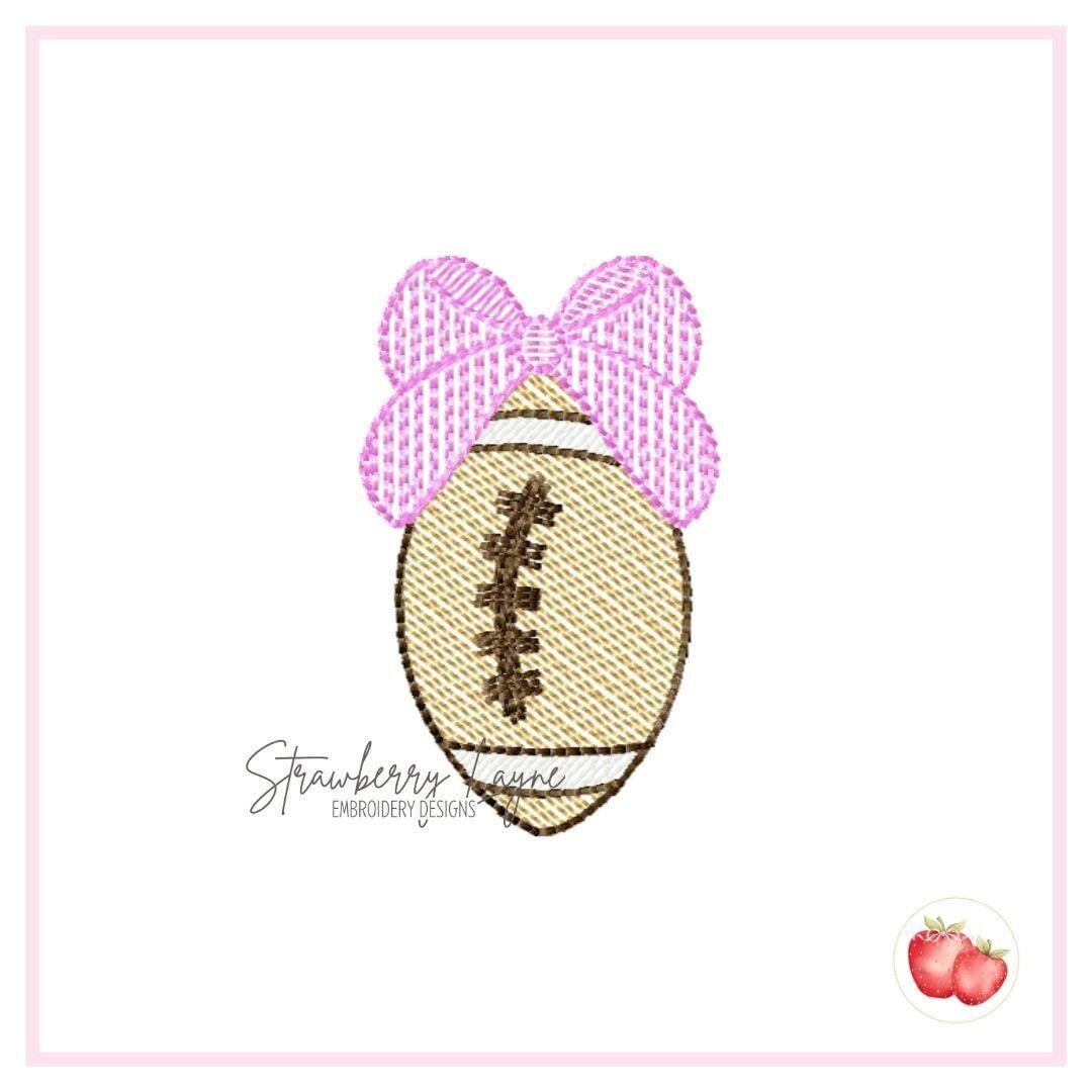 Mini Girly Football Embroidery Design – Bow Football Sketch – Left ...