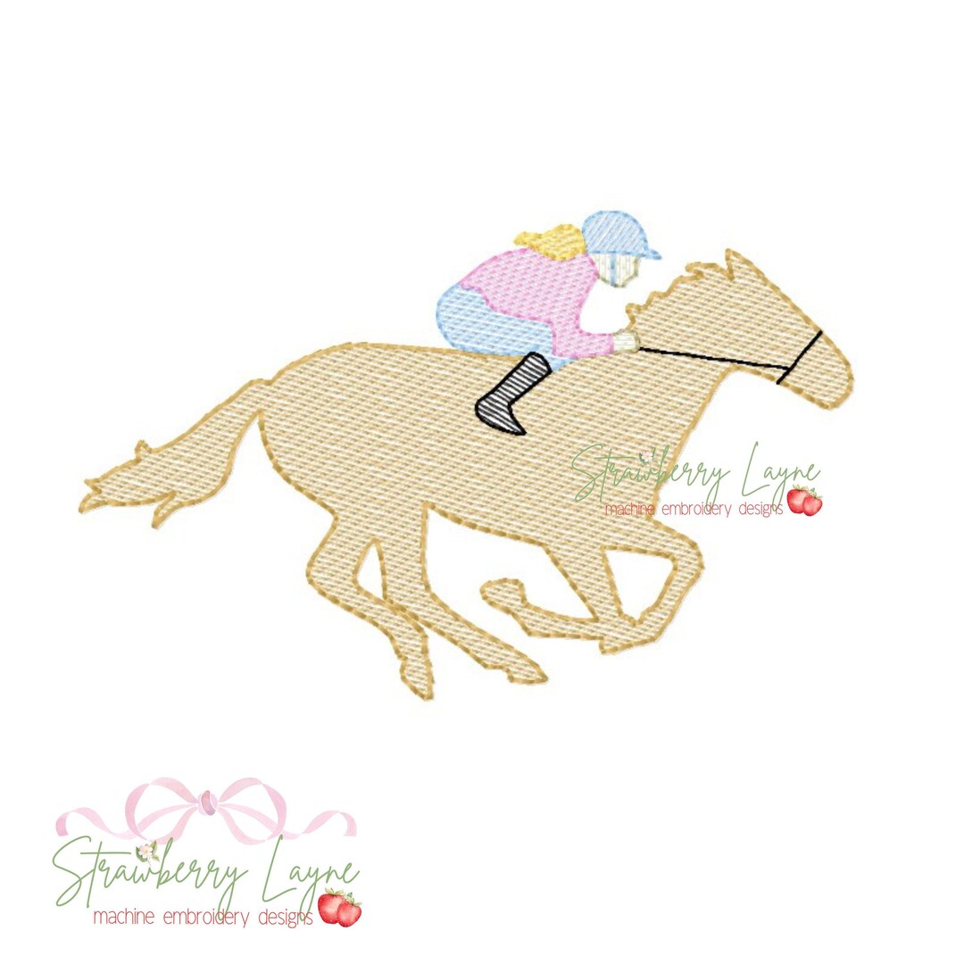 Derby Horse With Female Rider Embroidery Design, Girls Derby Horse ...