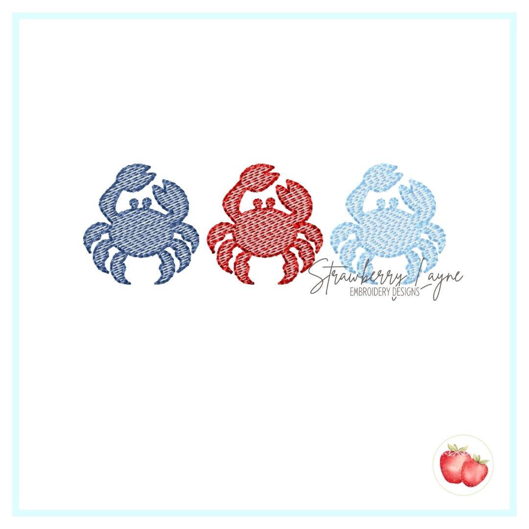 BUNDLE Crab Trio AND Mini Embroidery Design, Ocean Crab Embroidery ...