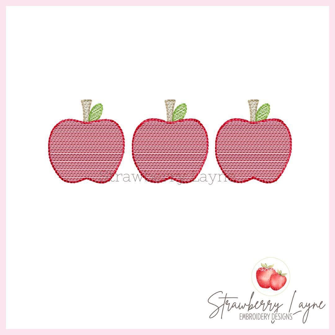 Apple Trio Embroidery Design – Apple Sketch – Back to School Embroidery ...