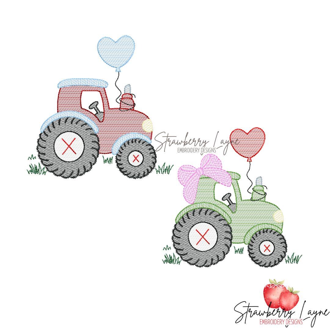Valentine Tractor Sketch Embroidery Design Bundle (digital Download) - Etsy