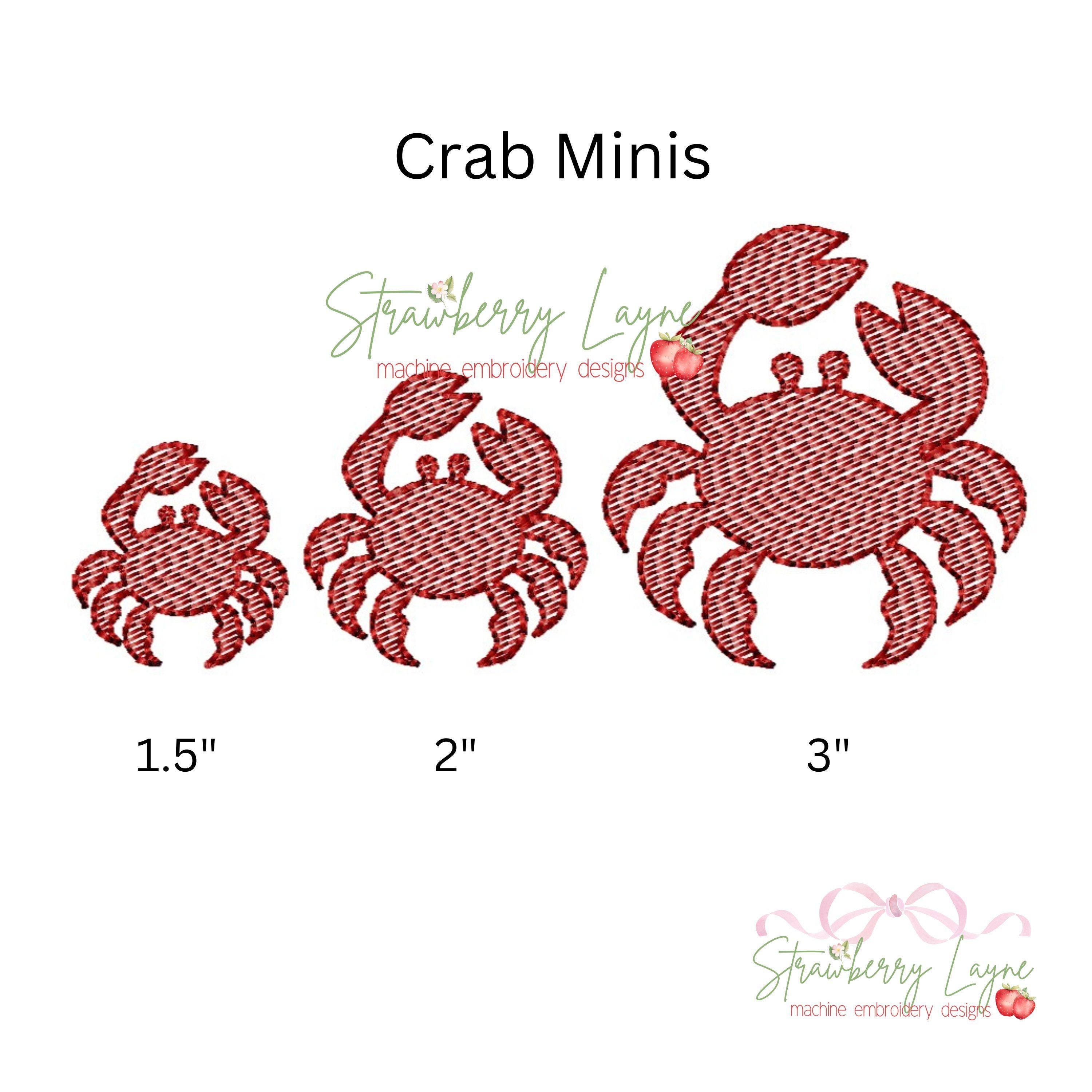 BUNDLE Crab Trio and Mini Embroidery Design – Beach Crab Sketch ...