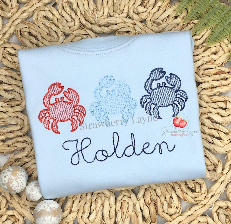 Crab Trio Embroidery Design – Beach Crab Quick Stitch – Coastal Summer ...